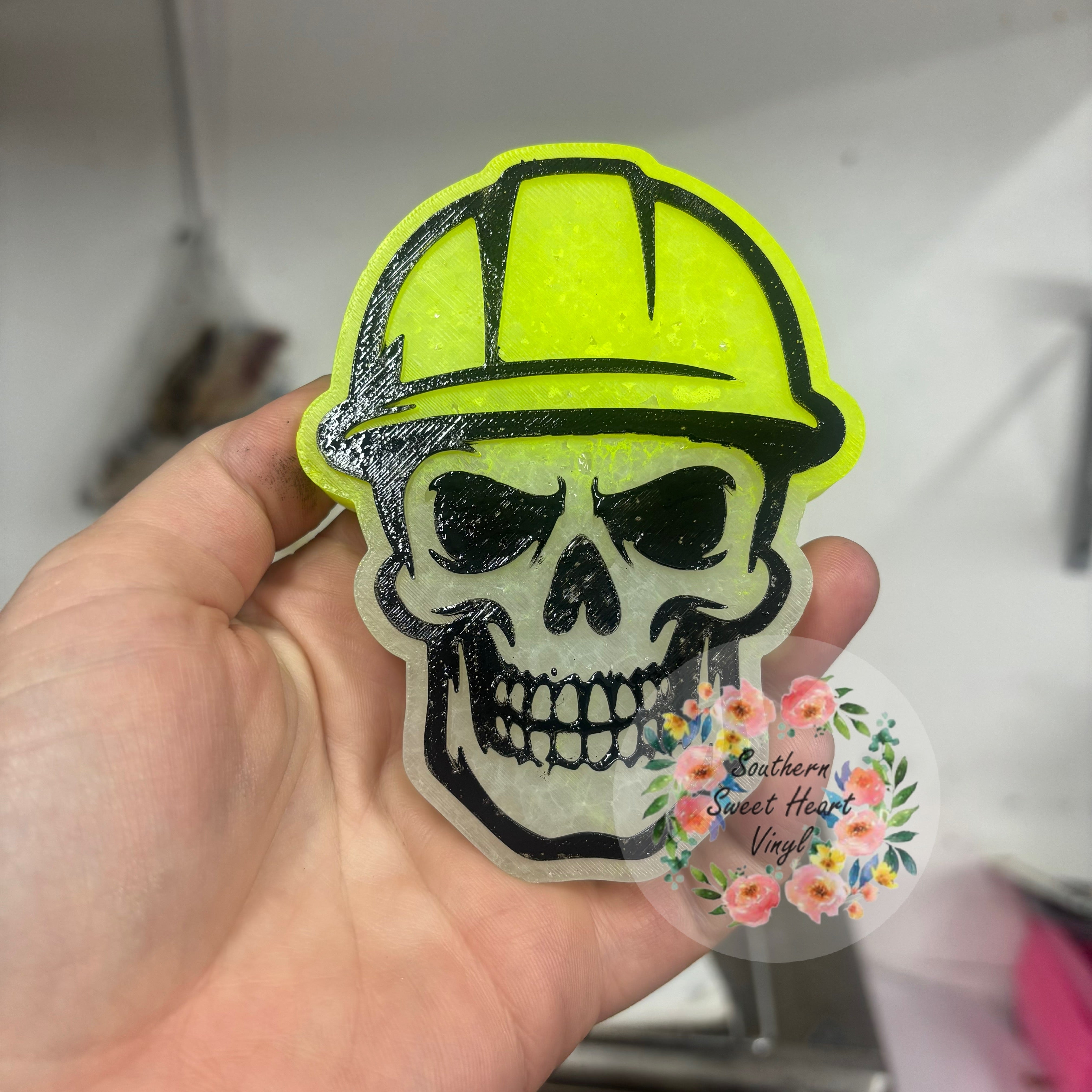 Skull with hard hat car freshie mold – Riverview Co Molds
